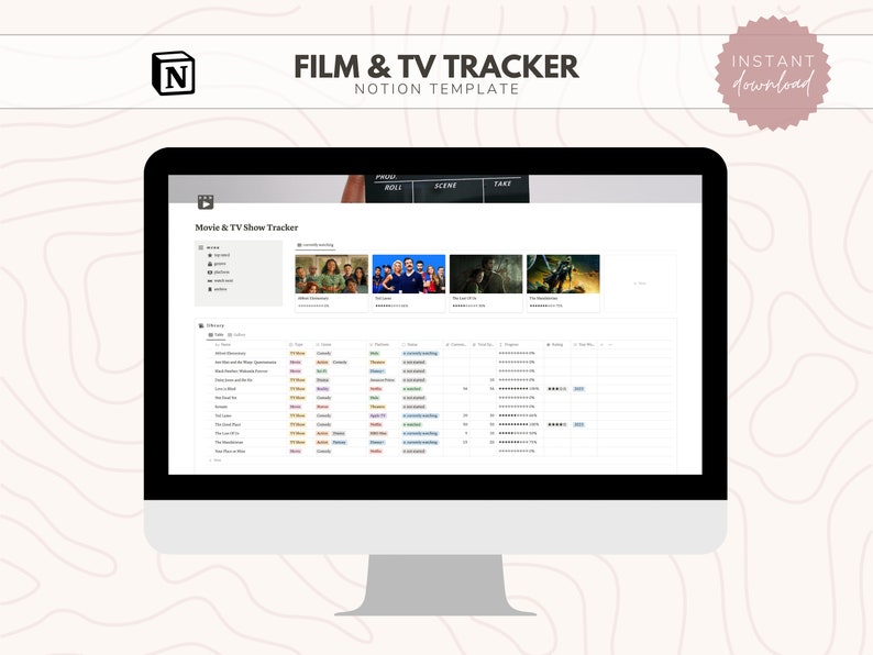 Notion Film & TV Tracker Template // Notion Dashboard | Notion ...