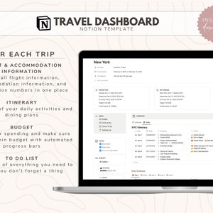 Notion Ultimate Travel Planner Template | Travel Dashboard | Expenses ...