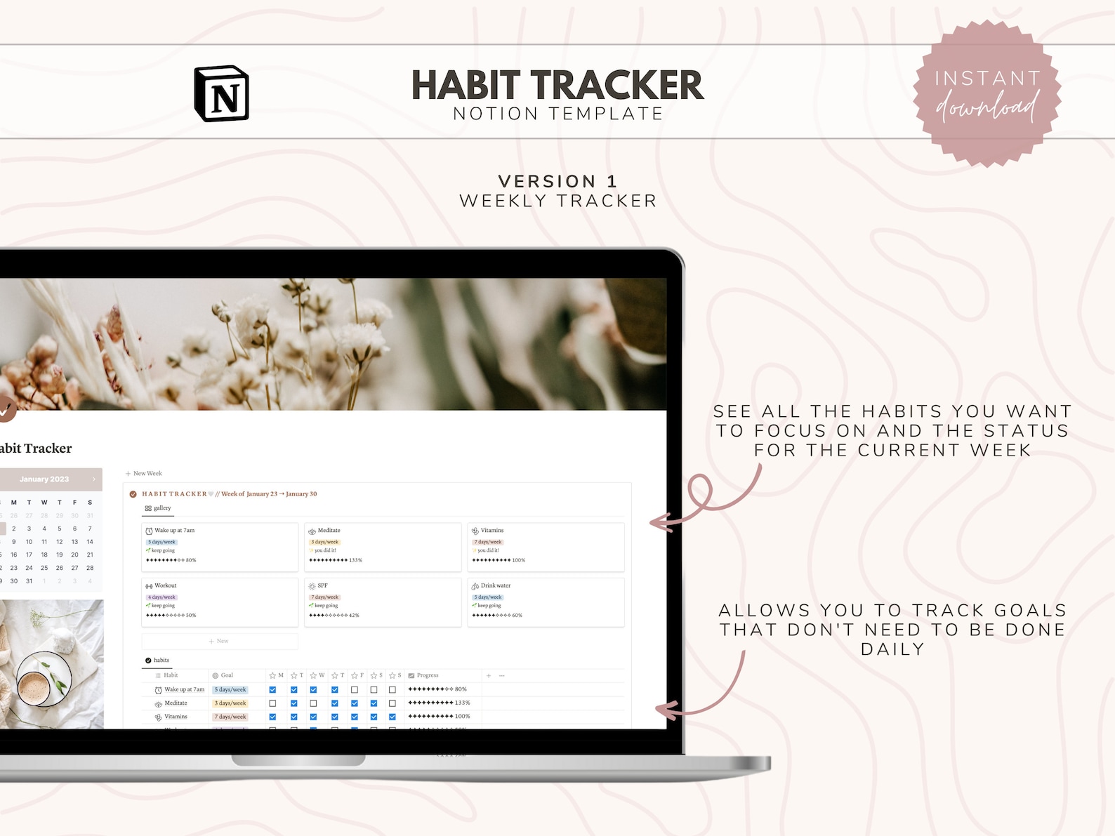 Notion Habit Tracker // Notion Dashboard | Notion Templates | Digital ...