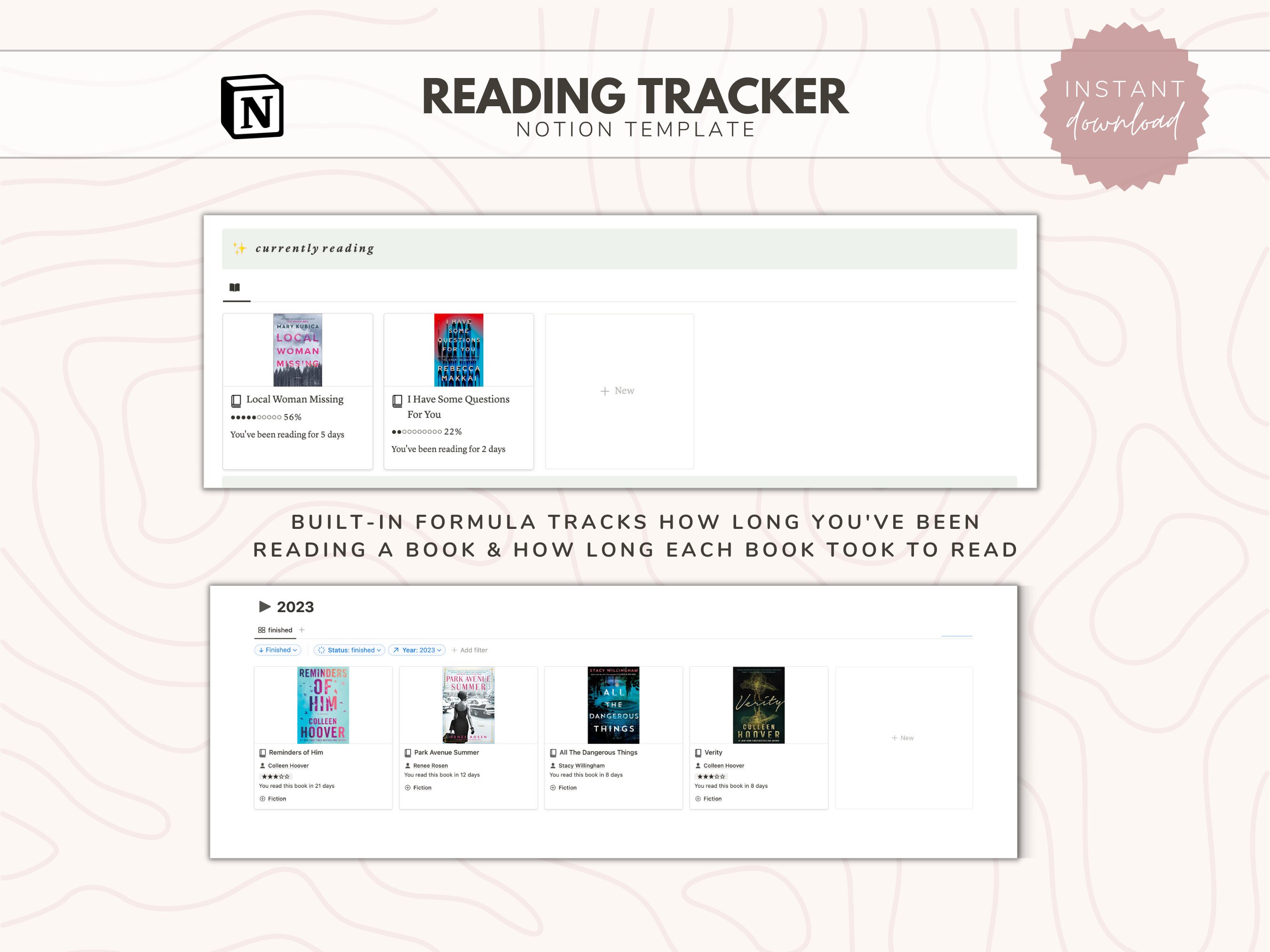 Notion Reading Tracker Template // Notion Book Tracker || Notion Bookshelf | Digital Reading ...