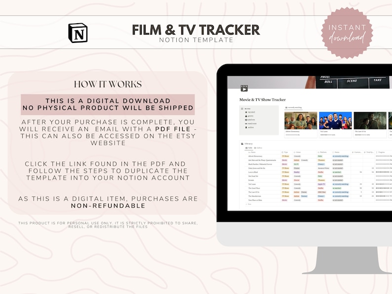 Notion Film & TV Tracker Template // Notion Dashboard | Notion ...
