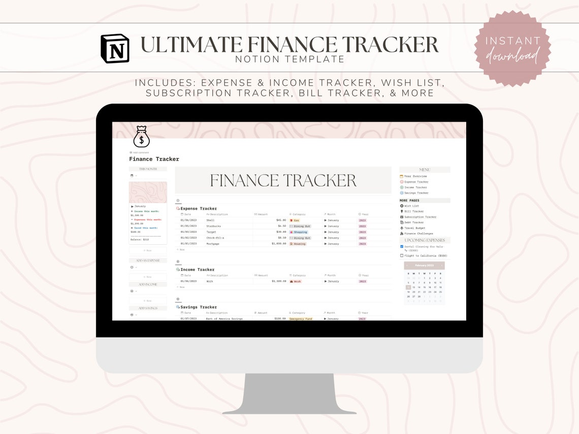 Notion Ultimate Finance Tracker Template | Finance Dashboard | Expenses ...