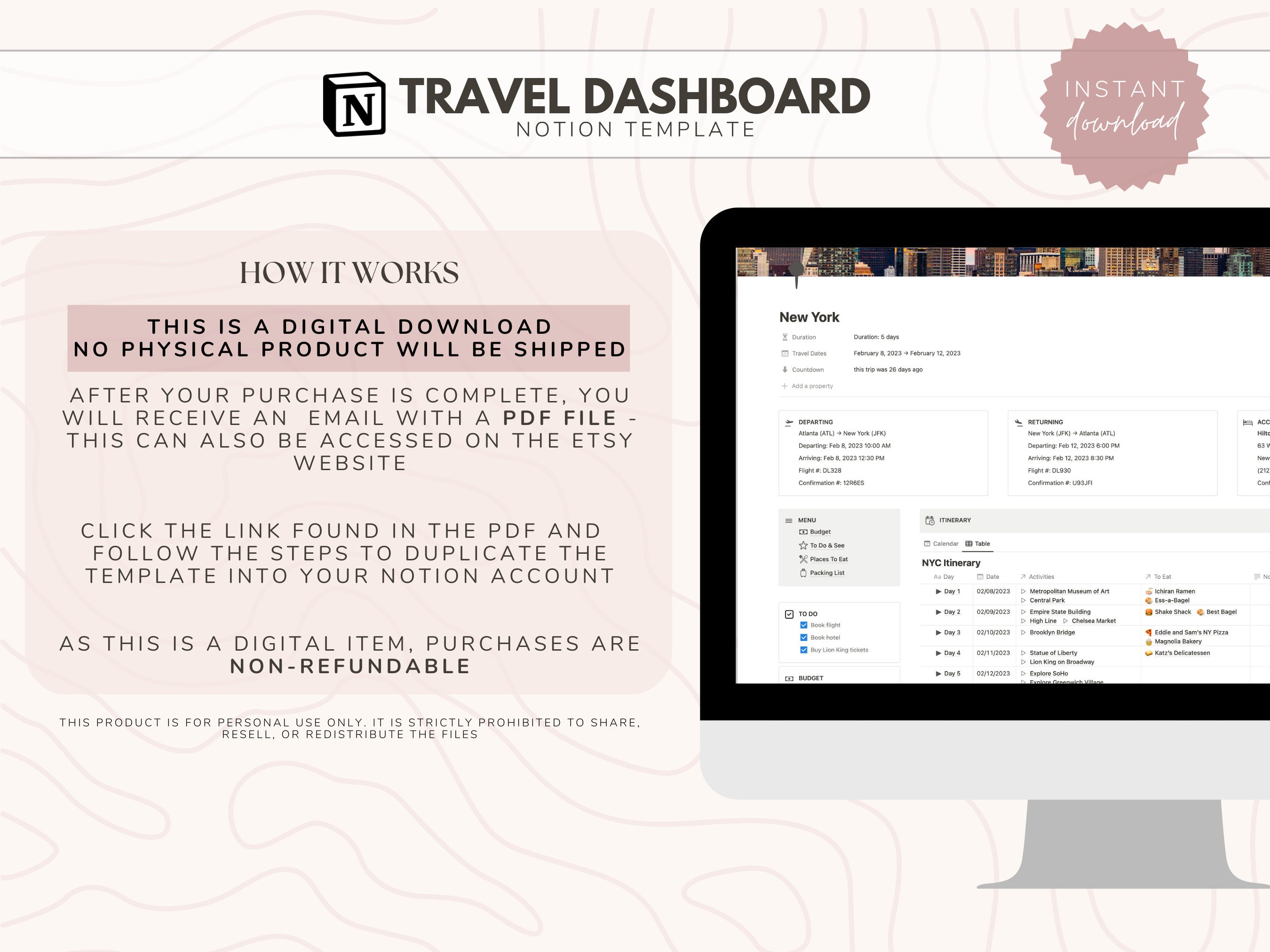 Notion Ultimate Travel Planner Template | Travel Dashboard | Expenses ...