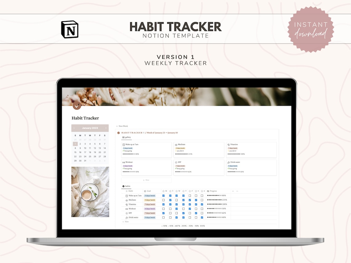 Notion Habit Tracker // Notion Dashboard Notion Templates Digital Habit ...