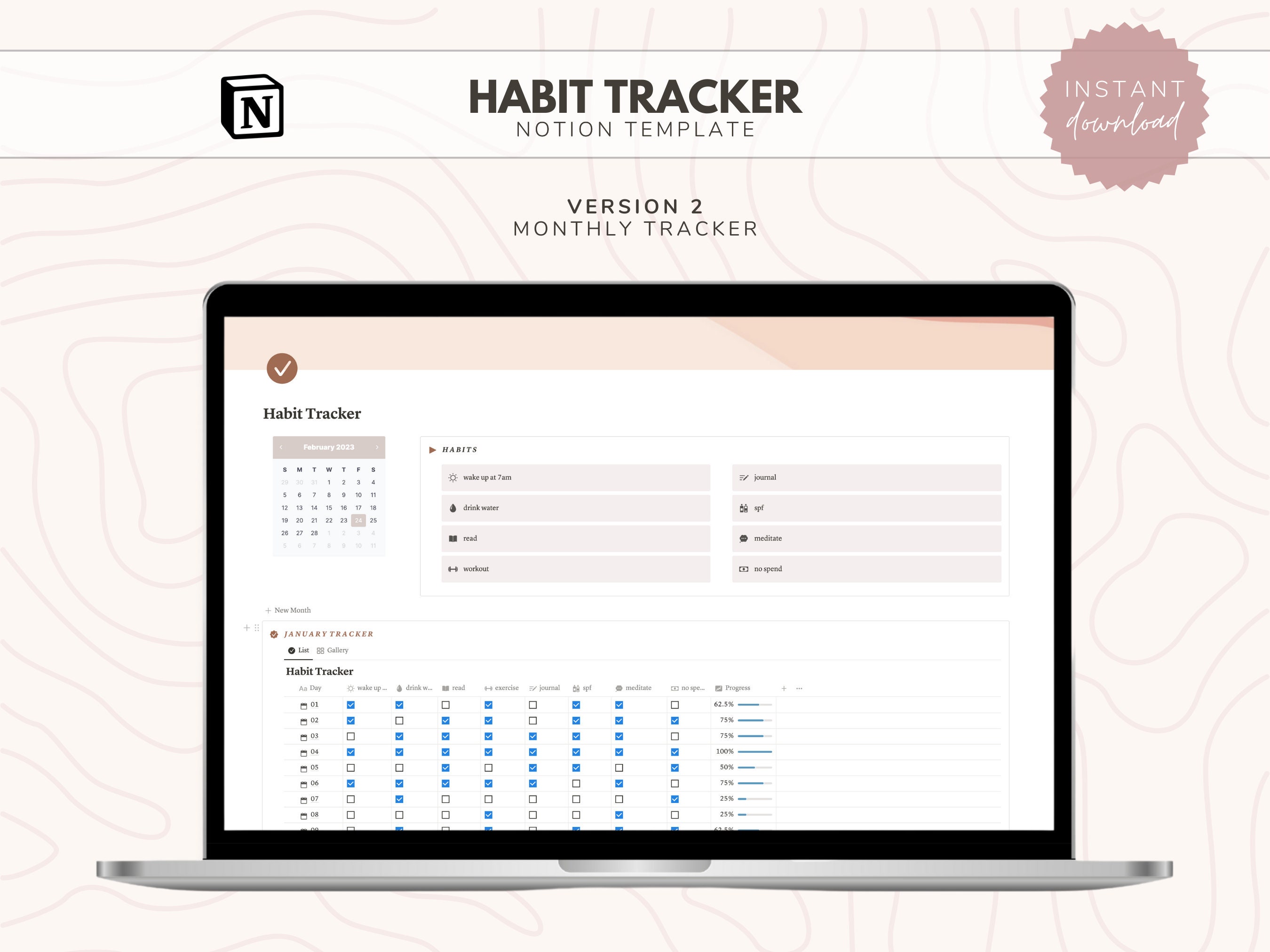 Notion Habit Tracker // Notion Dashboard | Notion Templates | Digital ...
