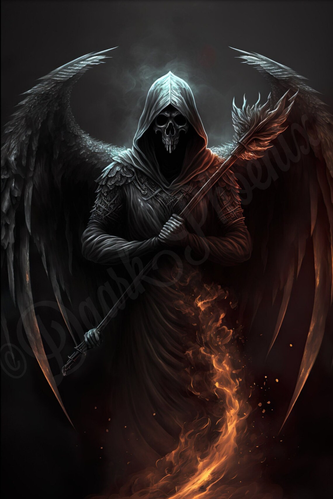 Winged Fire Reaper #3 - Etsy