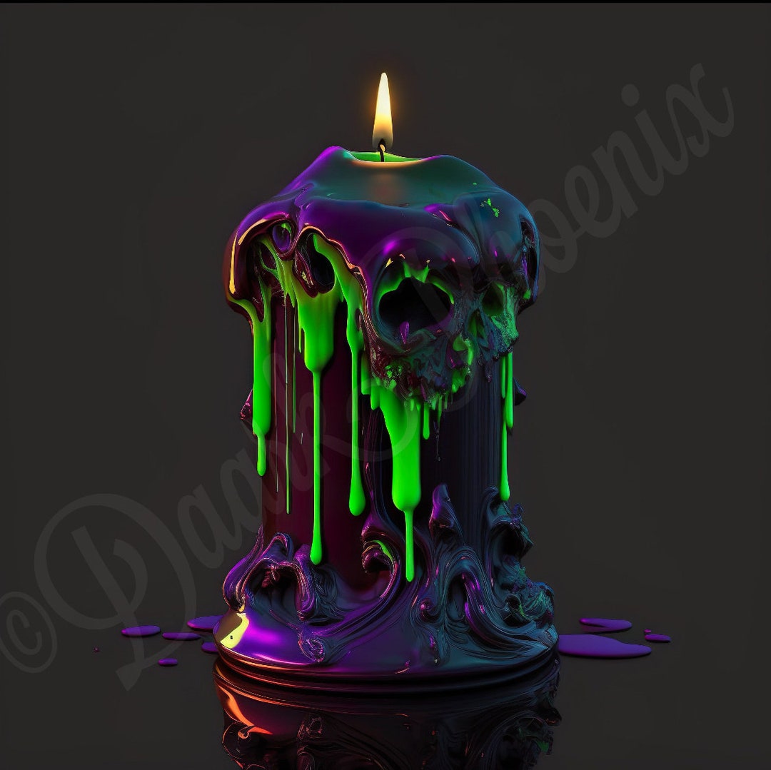Gothic Neon Melted Candle #5 - Etsy