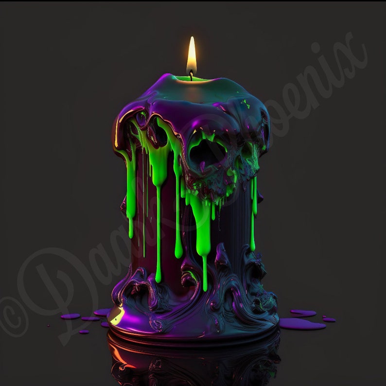 Gothic Neon Melted Candle #5 - Etsy