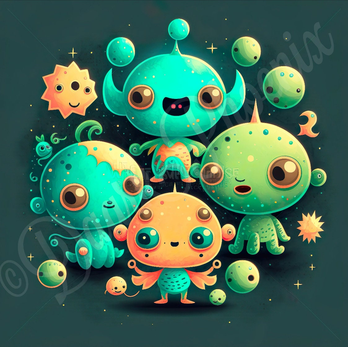 Cute Baby Aliens #1 - Etsy