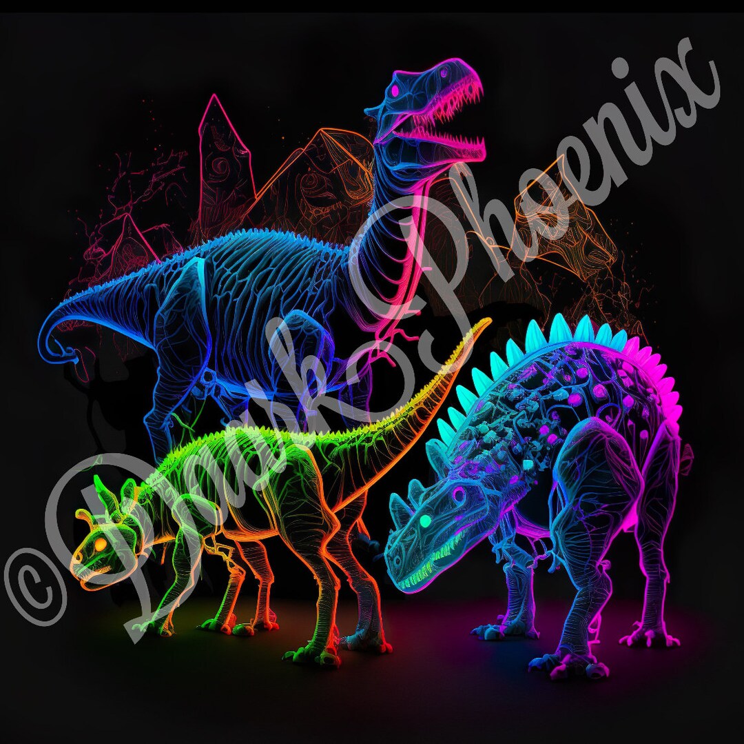 Gothic Neon Dinosaurs - Etsy