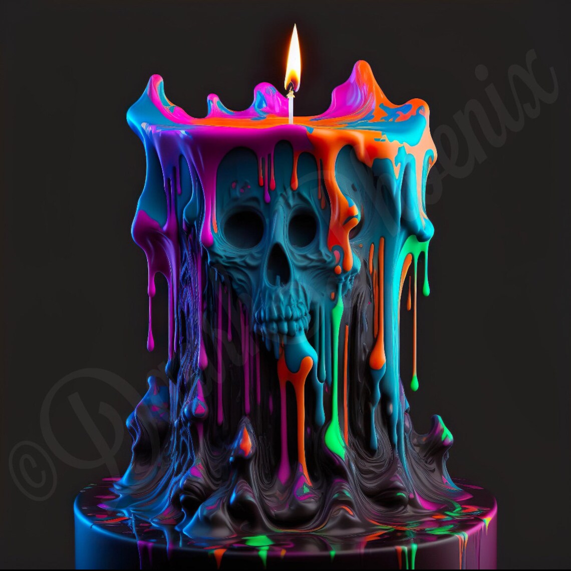 Gothic Neon Melted Candle #3 - Etsy