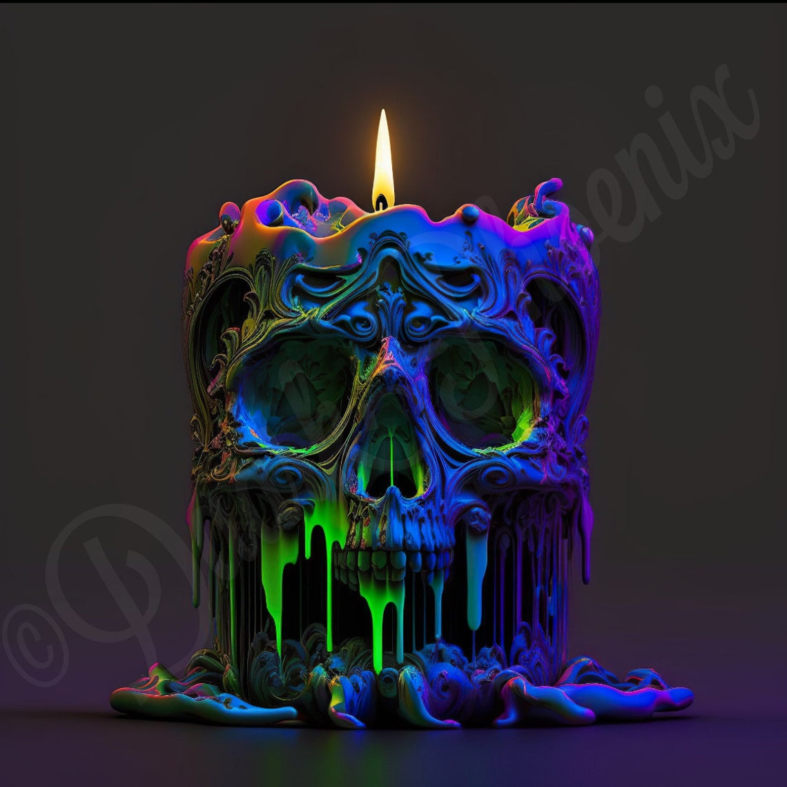 Gothic Neon Melted Candle #4 - Etsy