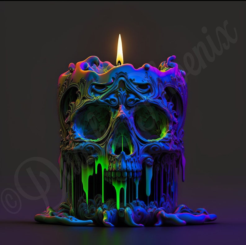 Gothic Neon Melted Candle #4 - Etsy