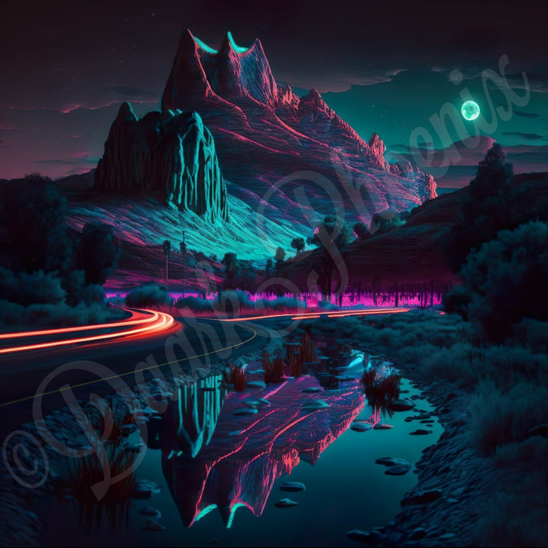Neon Landscape - Etsy