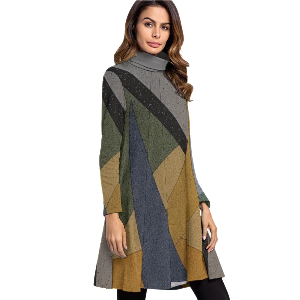 Architectural Mall Women's High Neck Dress With Long Sleeve - Etsy