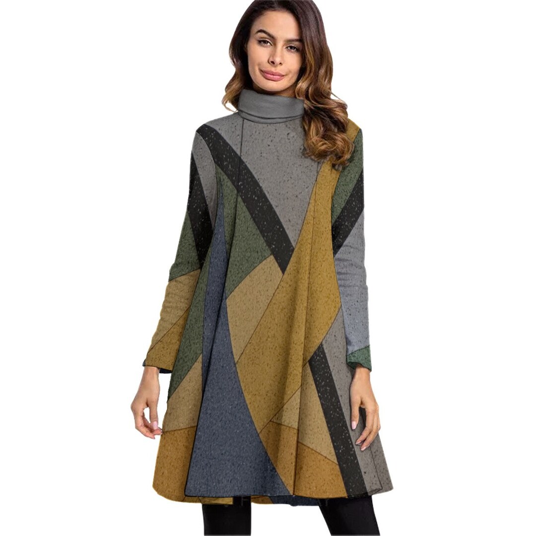 Architectural Mall Women's High Neck Dress With Long Sleeve - Etsy