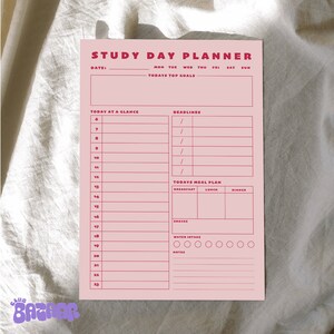Study Day Planner - Printbare Planner - Dagplanner - Minimalistisch ...