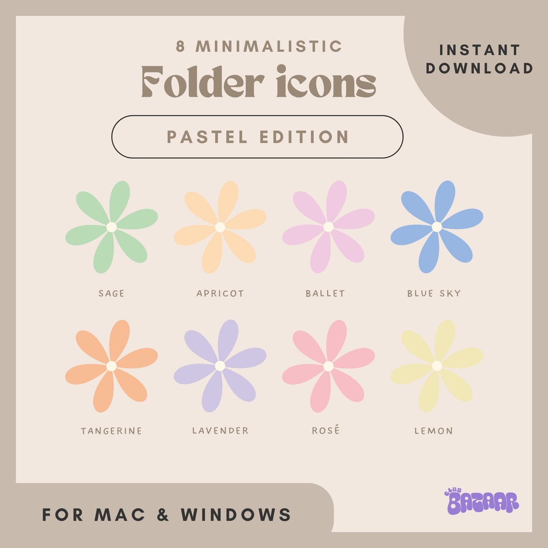 8 PASTEL DAISY Flower Desktop Folder Icons - Mac & Windows - Pastel ...