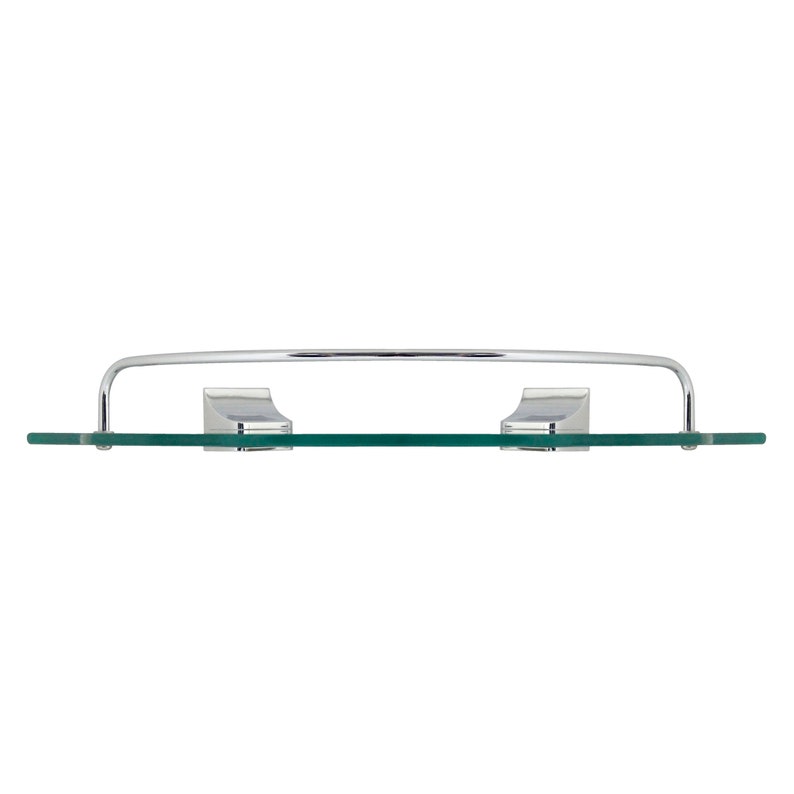 Glass Corner Shelf With Rail Polished Chrome - Etsy