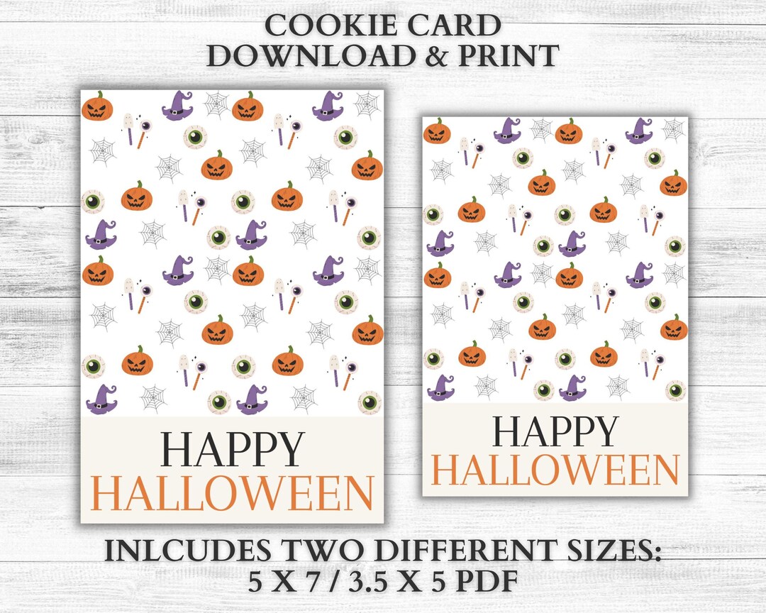 Halloween Cookie Card PDF Instant Download - Etsy