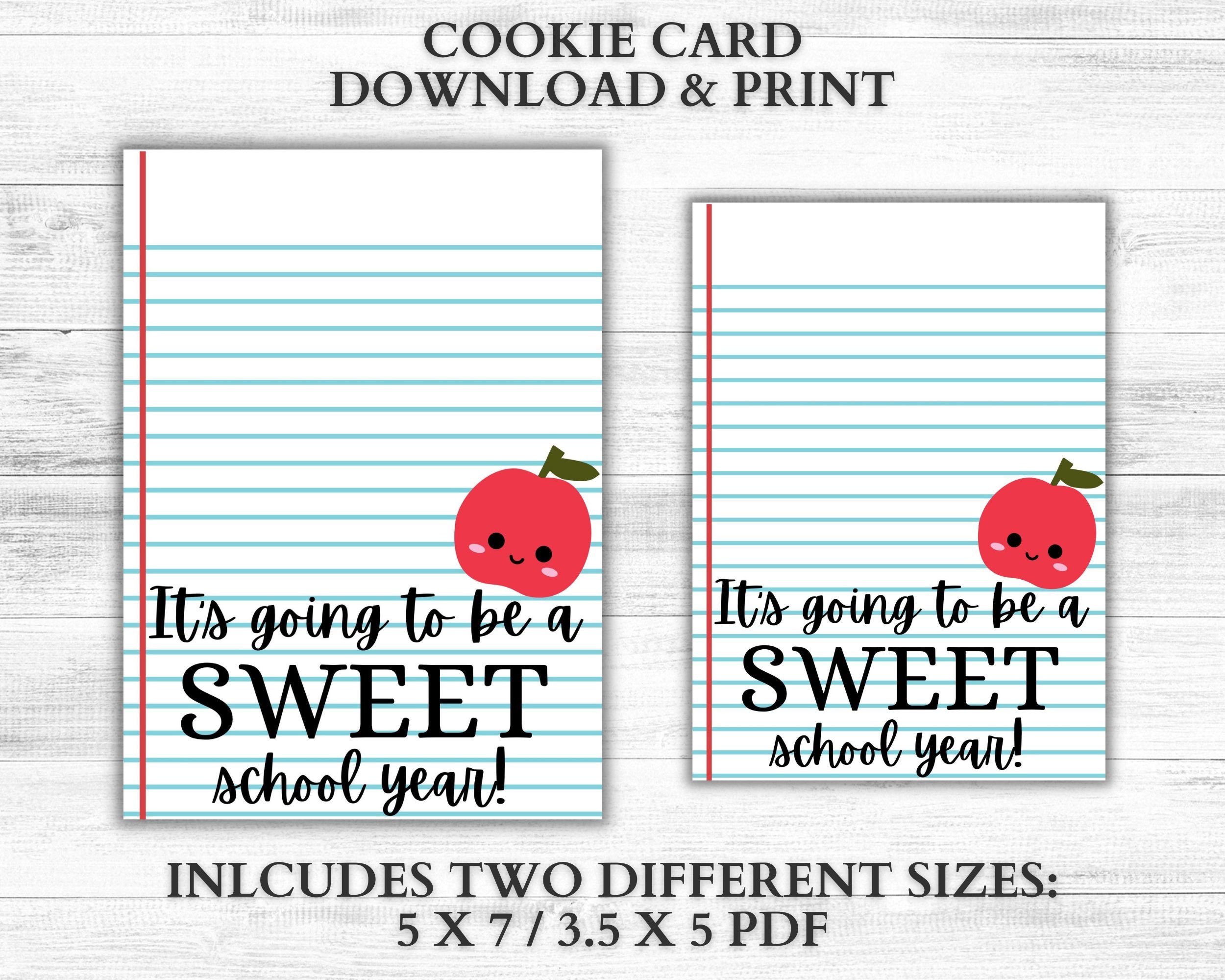 Back to School Cookie Card PDF Instant Download - Etsy