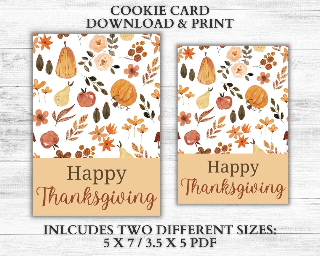 Thanksgiving Cookie Card PDF Instant Download - Etsy