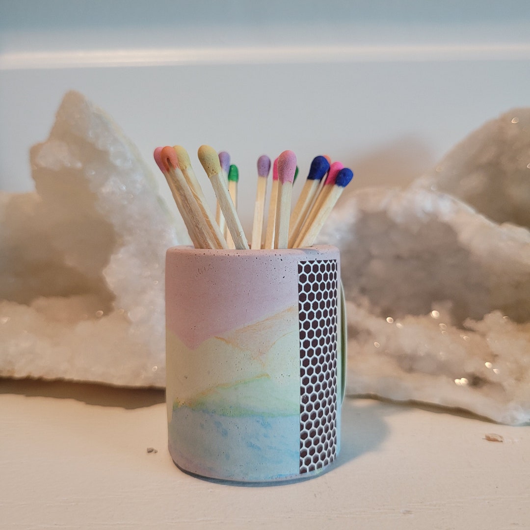Rainbow Colored Matchsticks in Handmade Container - Etsy