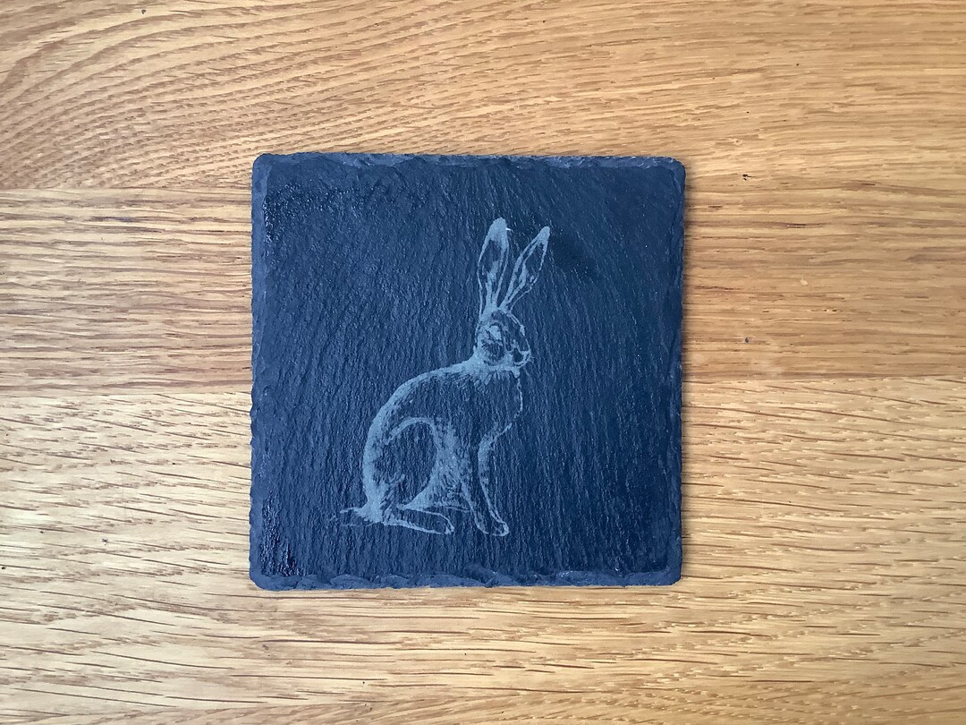 Natural Slate Hare Coasters - Etsy UK