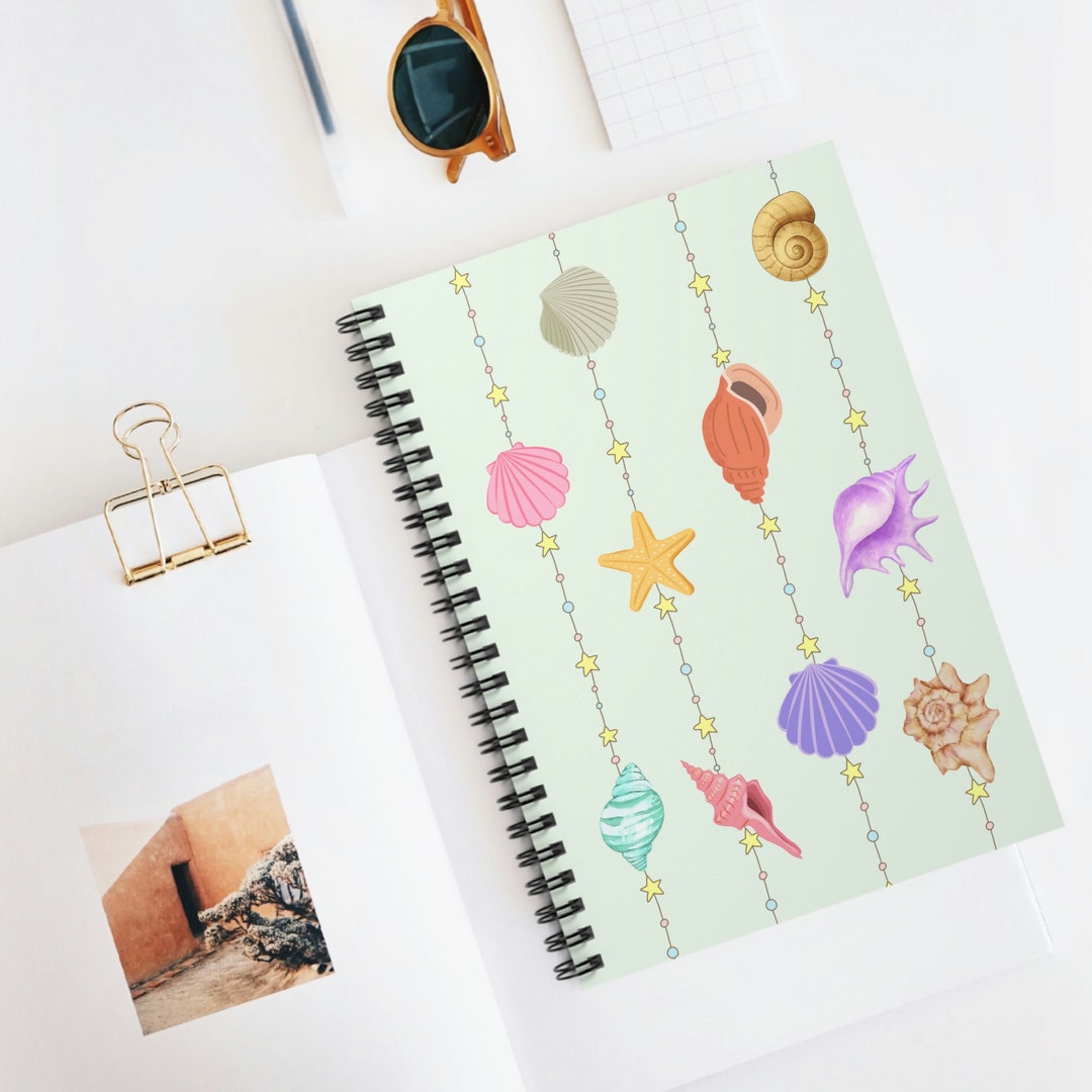 Seashell Spiral Notebook | Cute Seashell Notebook | Seashell Design ...