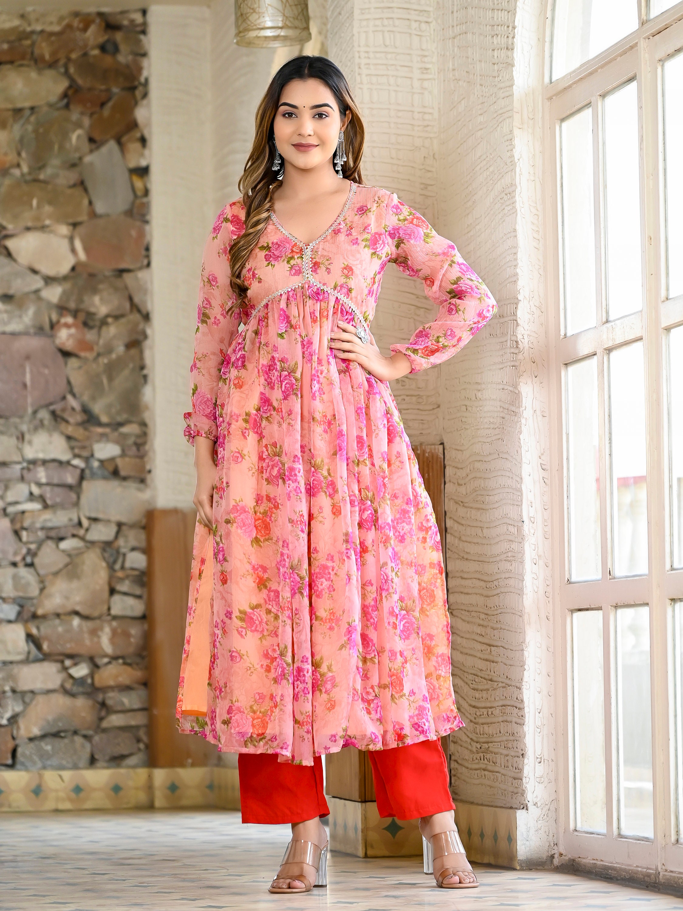 Elegant Aliya Cut Kurta Set: Chic Ethnic Wear for Women Handcrafted Top ...