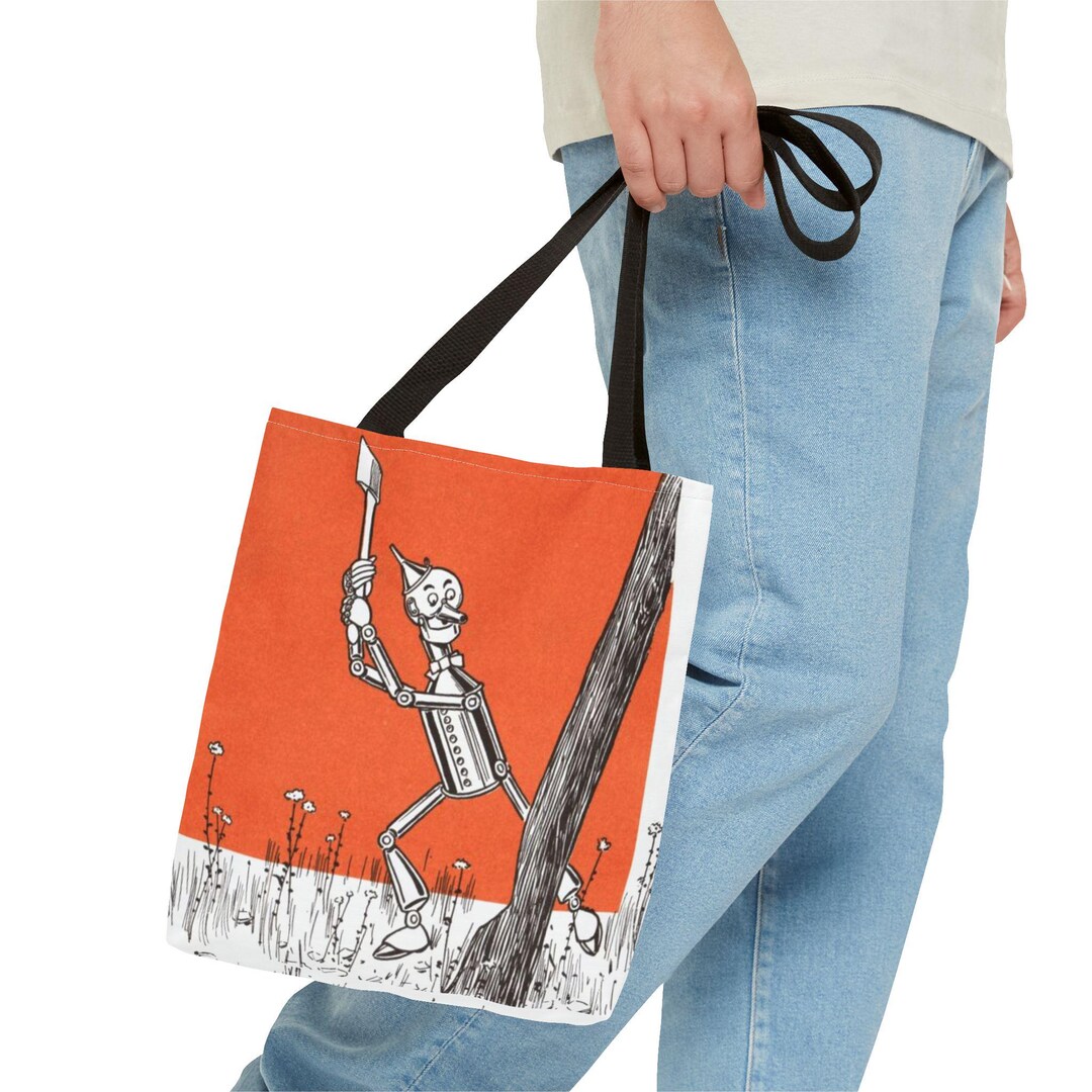 Tin Man Tote Bag, Wizard of Oz Handbag, Tree Chopping Illustration ...