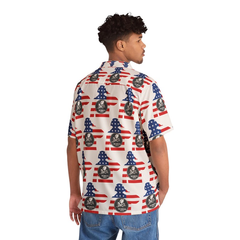 US Navy Seabee Men's Hawaiian Shirt, Seabees Shirt, Patriotic Gift for ...