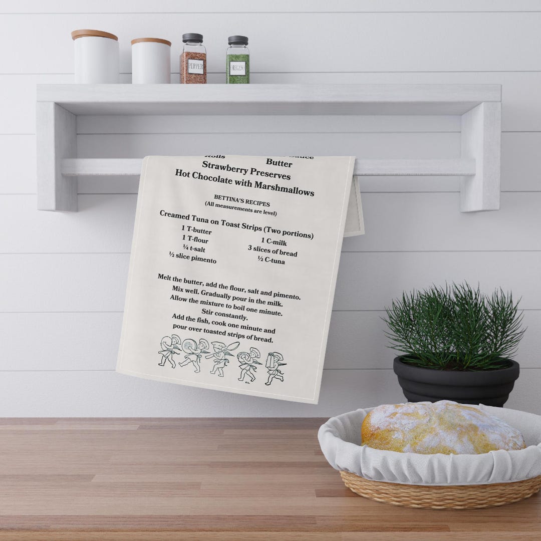 Vintage Cookbook Recipes, Tea Towels, Tuna on Toast Recipe, Bettina's ...
