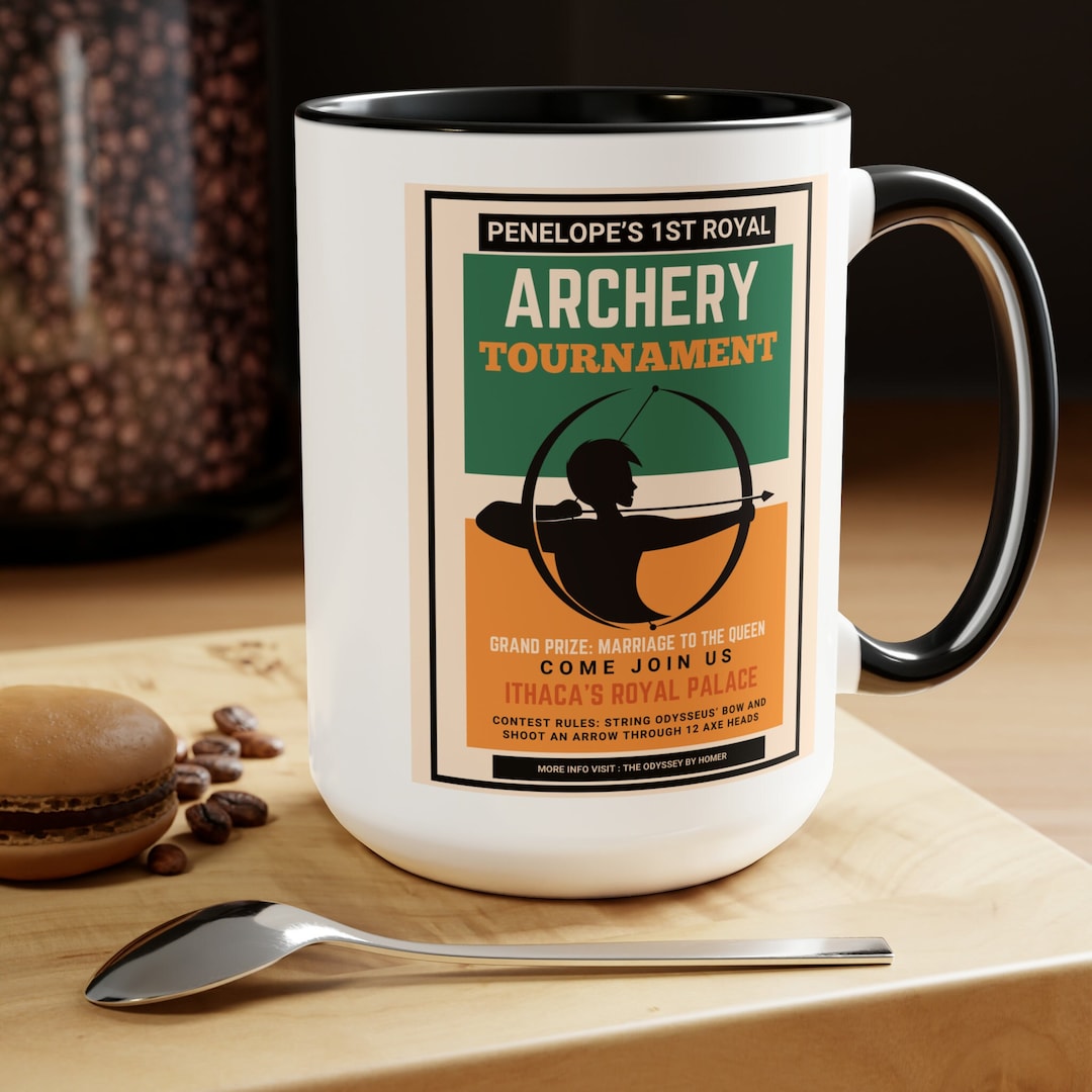 The Odyssey, Two-tone Coffee Mugs, 15oz, Penelope's Archery Tournament ...