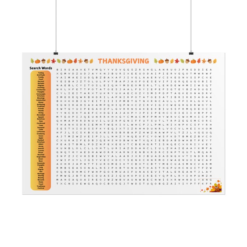 Giant Thanksgiving Wall Word Search - Holiday Fun for Families ...