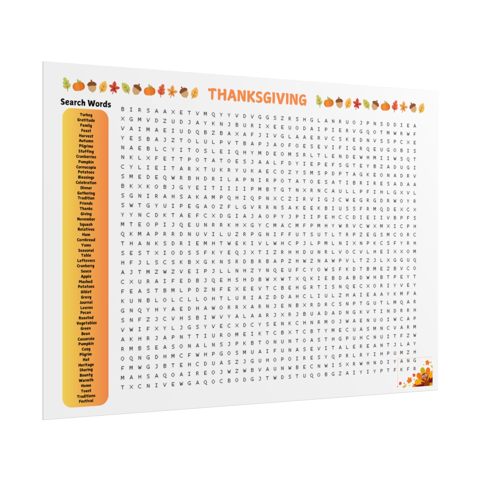 Giant Thanksgiving Wall Word Search - Holiday Fun for Families ...