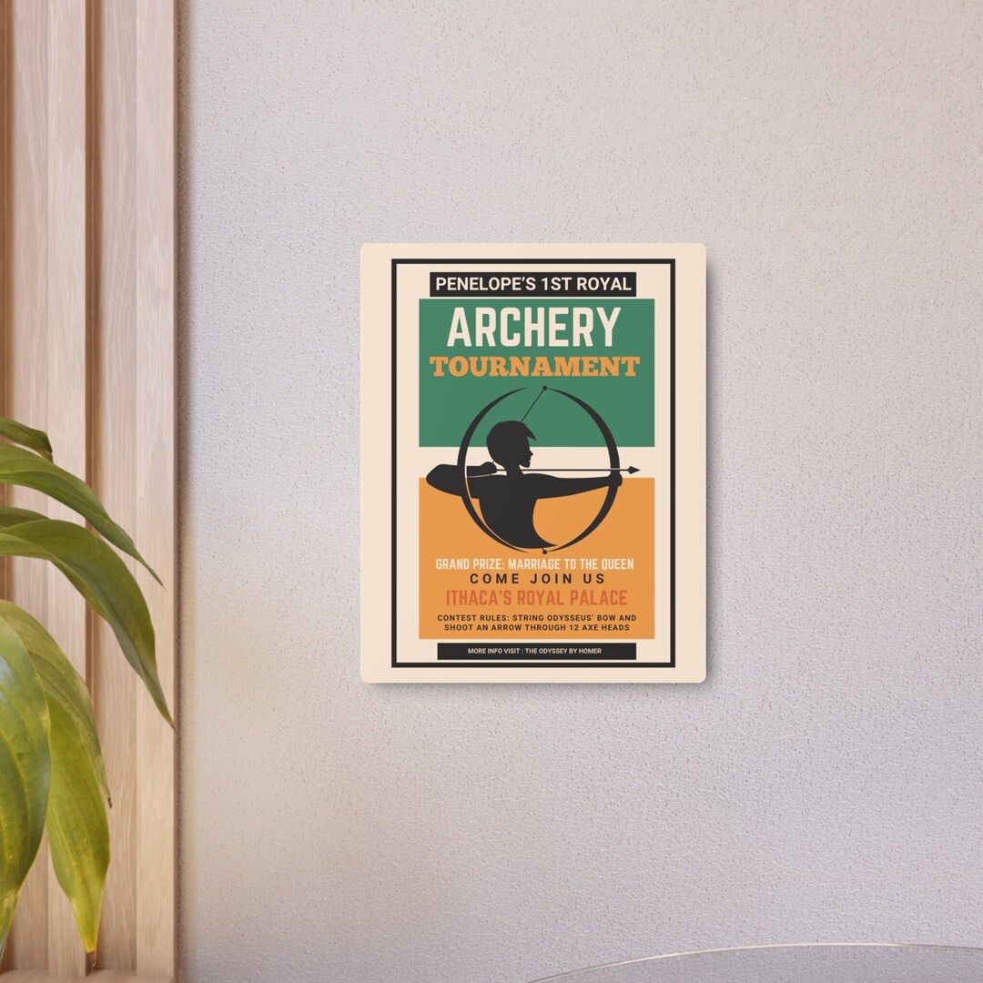 The Odyssey, Penelope's Archery Contest , Metal Art Sign, Literary Home ...