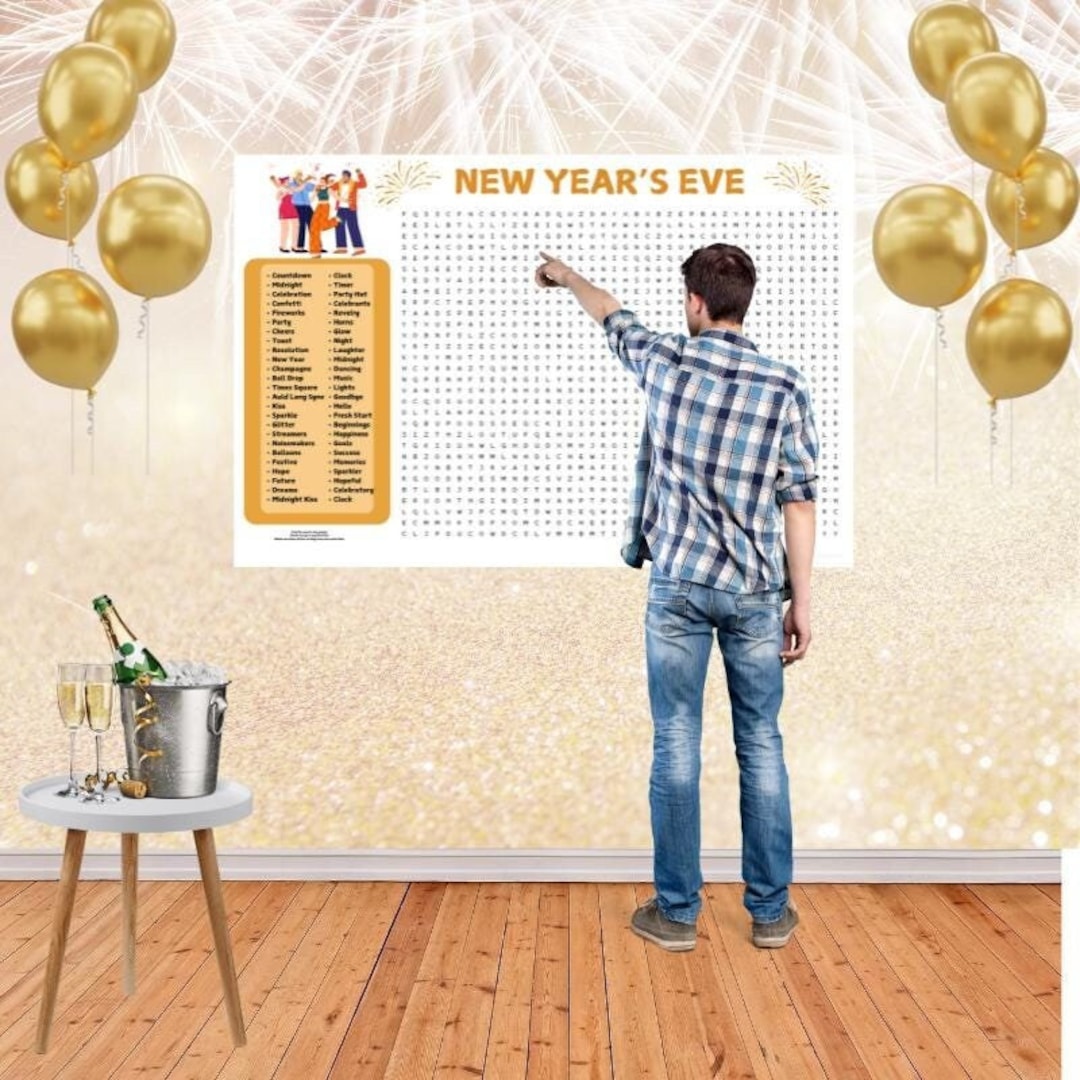 Giant New Year's Eve Word Search - Festive Holiday Fun for Parties ...