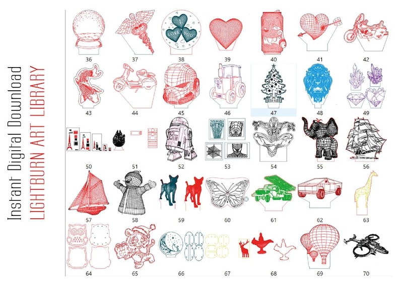 200+ Acrylic 3d Led Lamp Bundle Lightburn Art Library Lbart Files for ...