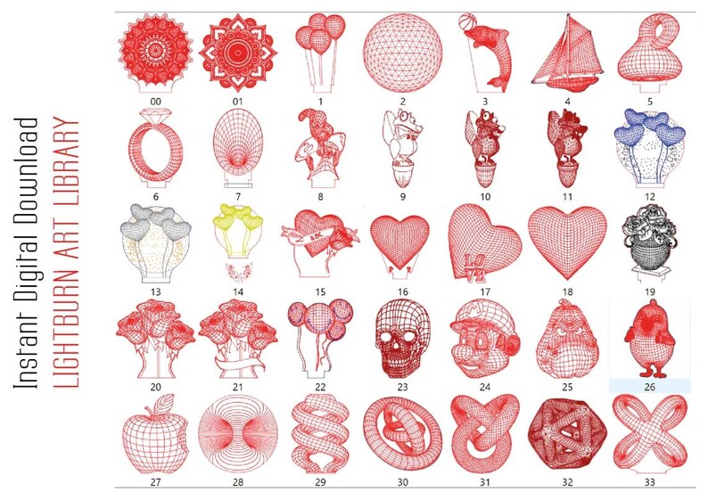 200+ Acrylic 3d Led Lamp Bundle Lightburn Art Library Lbart Files for ...