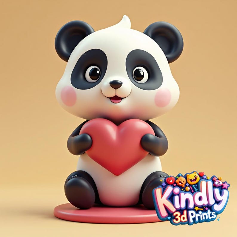 Kindly 3D Prints - Cute Panda Bear Heart 3D Print File | Instant ...