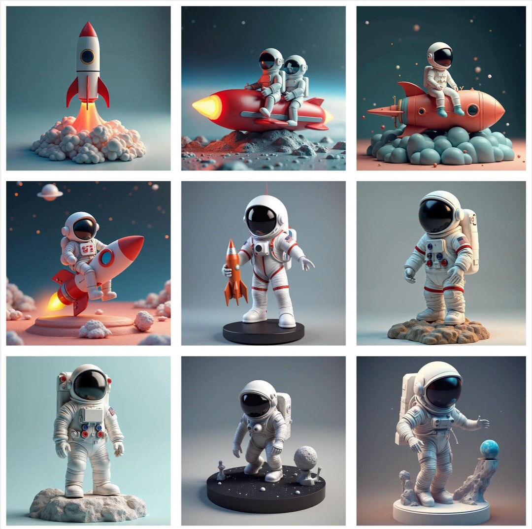 ASTRO 9 Pack Spaceman 3D Print Files | Instant Download | STL & 3MF ...