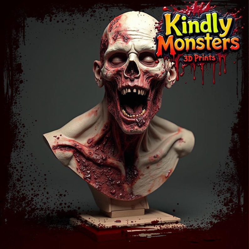 Kindly Monsters - 3D Printable Zombie Head 3MF & STL File – Instant ...