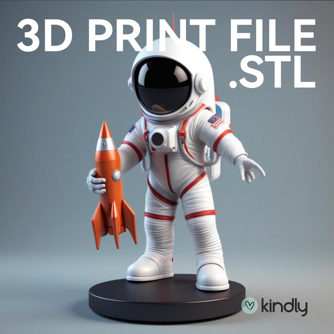 3D Printable Astronaut With Rocket STL File – Instant Download | DIY 3D ...