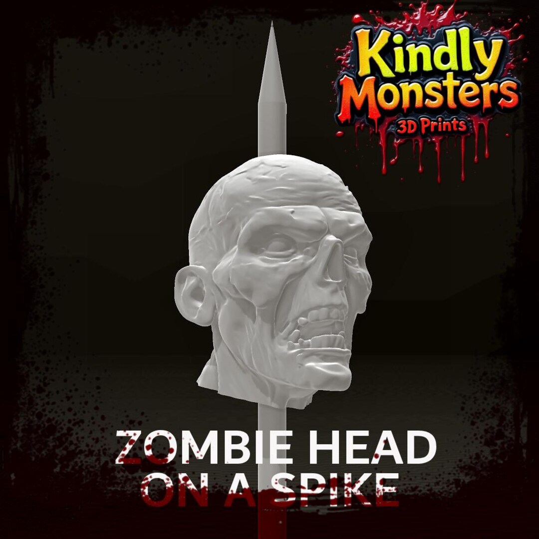 Kindly Monsters - 3D Printable Zombie Head and Spike STL File – Instant ...