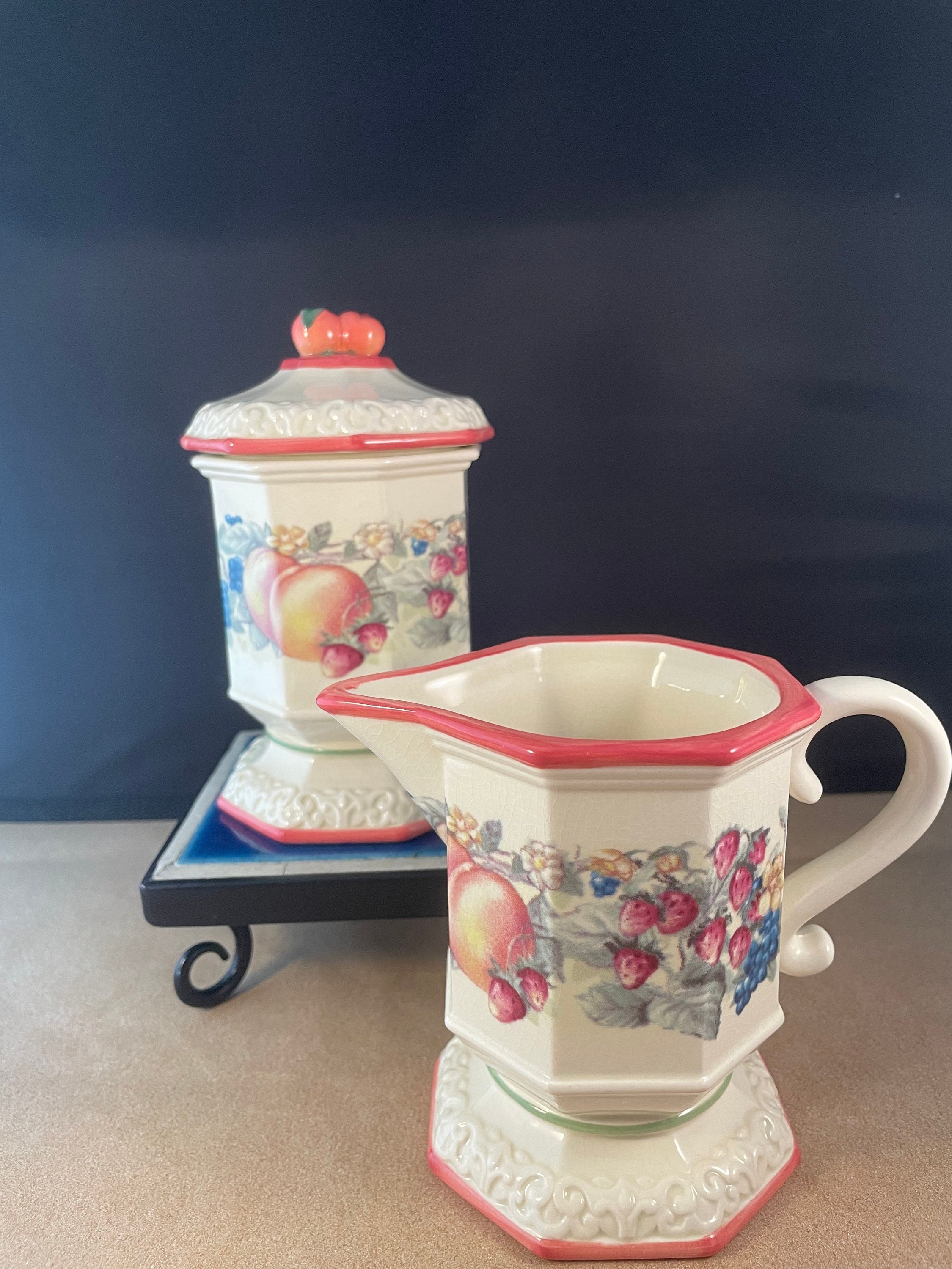 AVON Sweet Country Harvest Footed Creamer & Lidded Sugar Bowl Set - Etsy