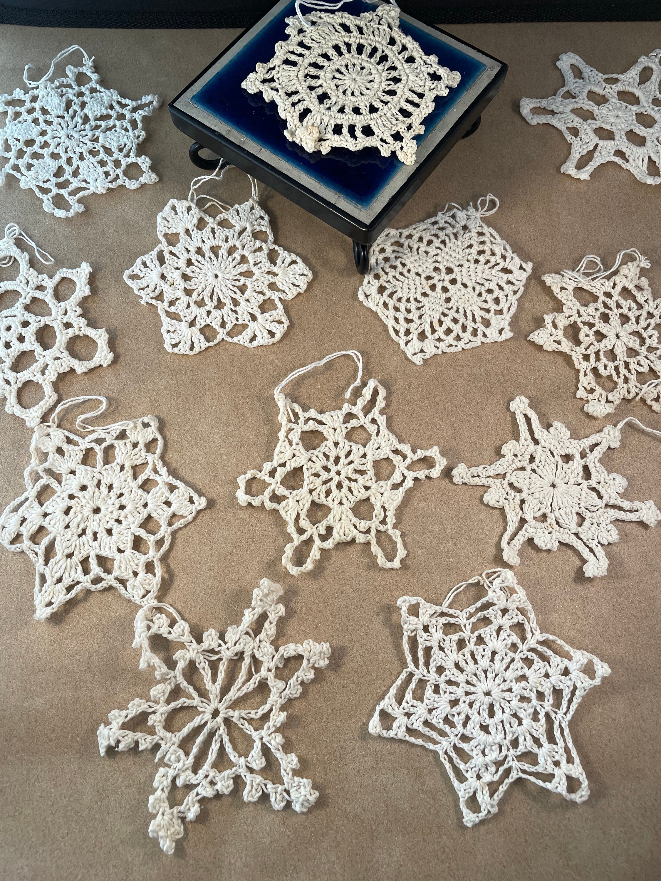 Set of 12 Vintage Crochet Snowflake Ornaments From Lillian Vernon - Etsy