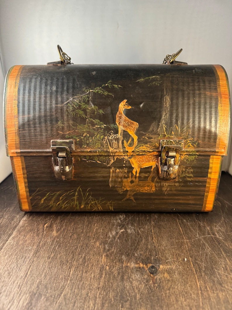 1950's Vintage Hand Painted Thermos Domed Lunch Box - Etsy