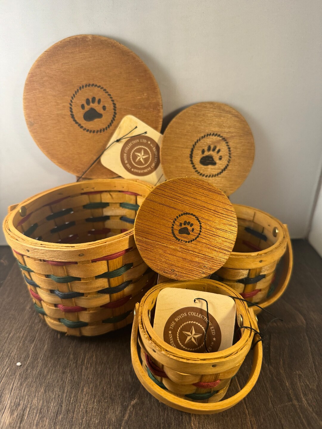 Vintage Boyd's Bears Mini Woven Basket Set - Etsy
