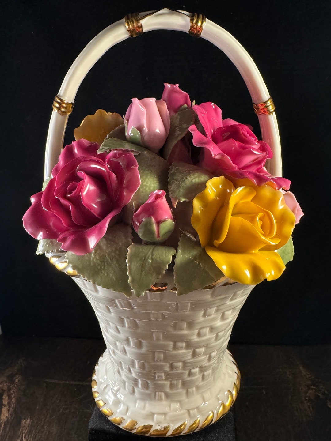 1980's Royal Albert Old Country Roses Flower Basket Music Box - Etsy
